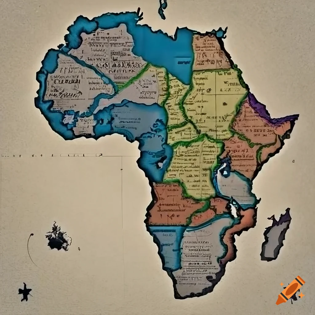 Colored colonial map of africa with borders on Craiyon