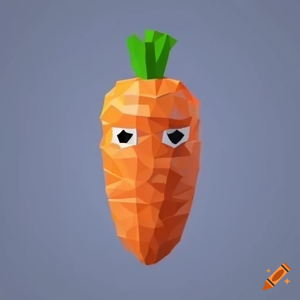 Low poly personified carrot illustration