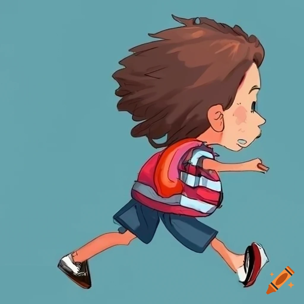 Running middle school student profile drawing on Craiyon