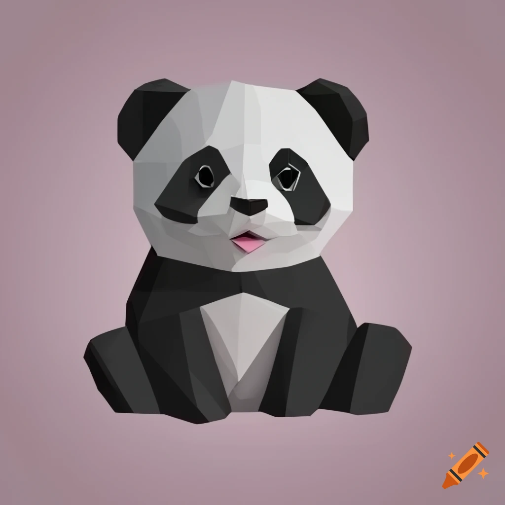 Low poly cute panda artwork on Craiyon