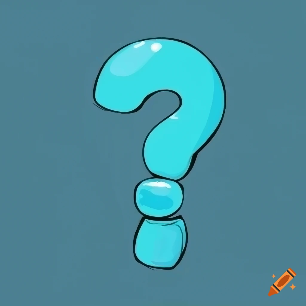 Blue cartoon question mark in 2d drawing on Craiyon