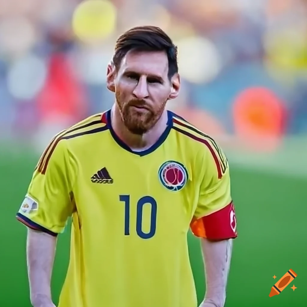 Lionel messi in colombia soccer uniform on Craiyon
