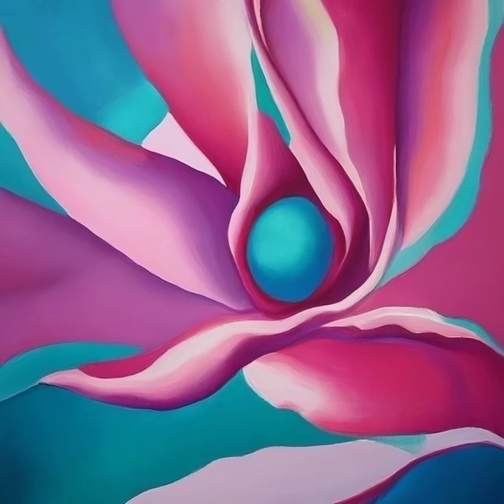 Georgia o'keeffe-inspired abstract art of a vibrant pink lotus on Craiyon