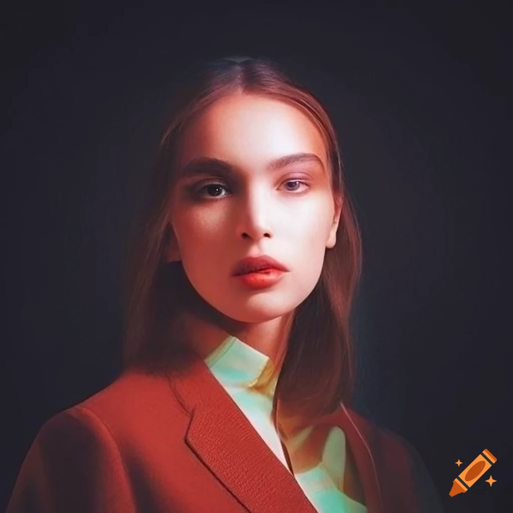 Minimalist portrait of a fashion model with geometric shapes in a ...