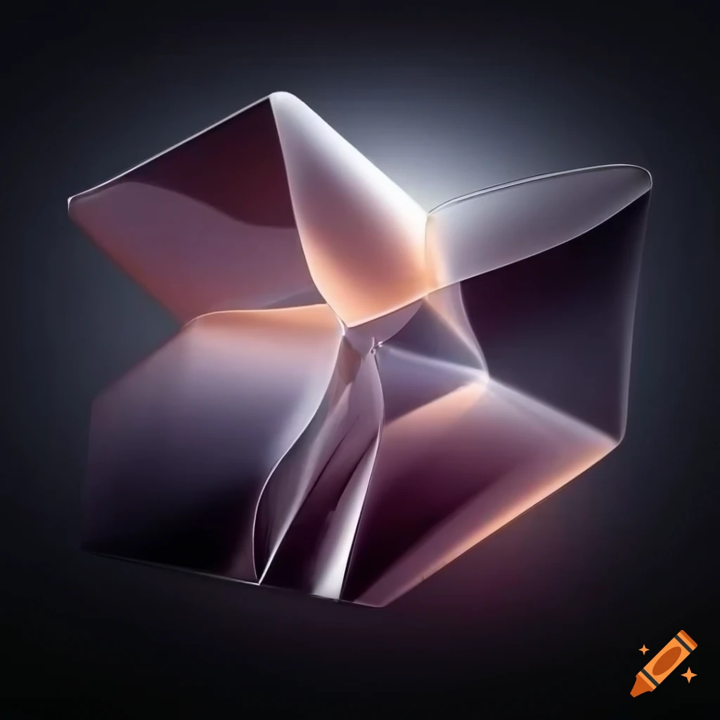 Modern abstract 3D glass artwork with natural-like patterns in light ...