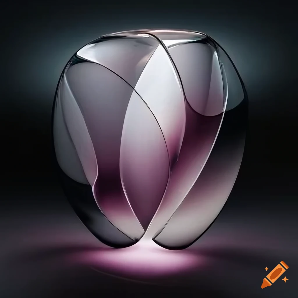 Modern abstract 3D glass artwork with natural-like patterns in dark ...