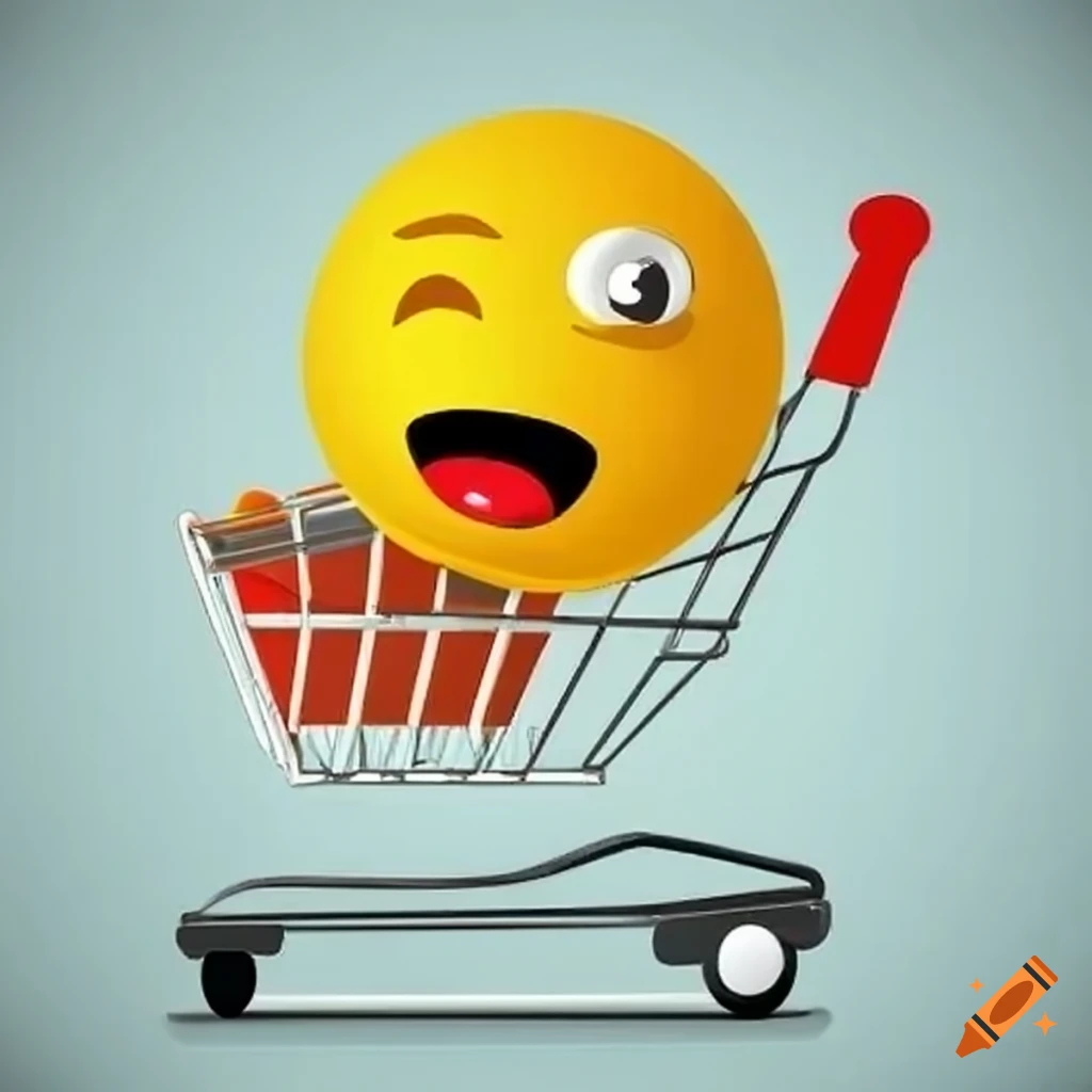 Smiley lifting a grocery cart on Craiyon