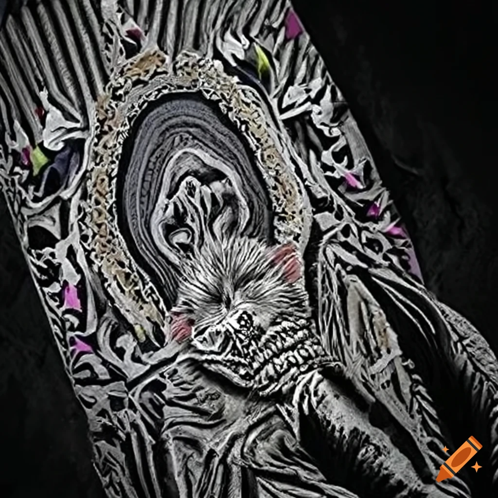 Rat king on throne with gorillaz art style and psychedelic patterns on ...