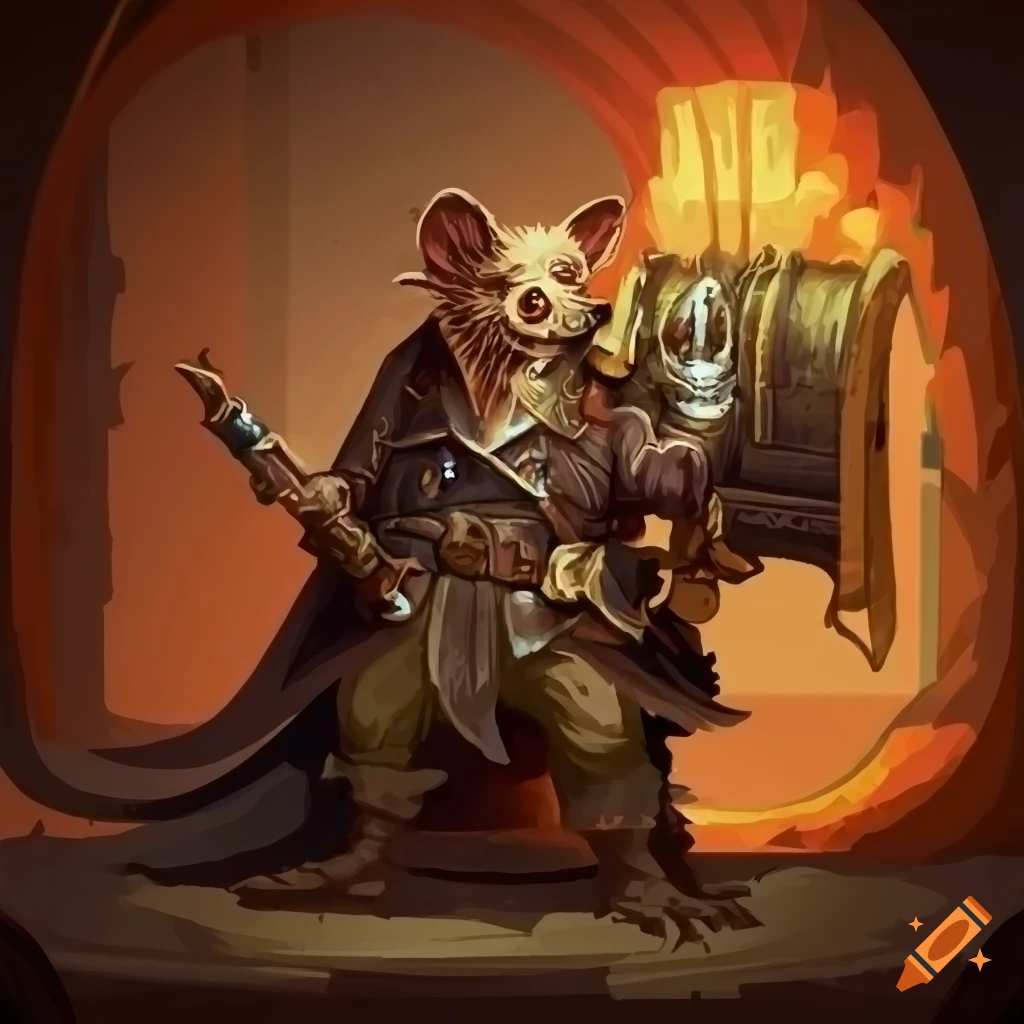 Steampunk RPG character art of anthropomorphic Rat King on Craiyon