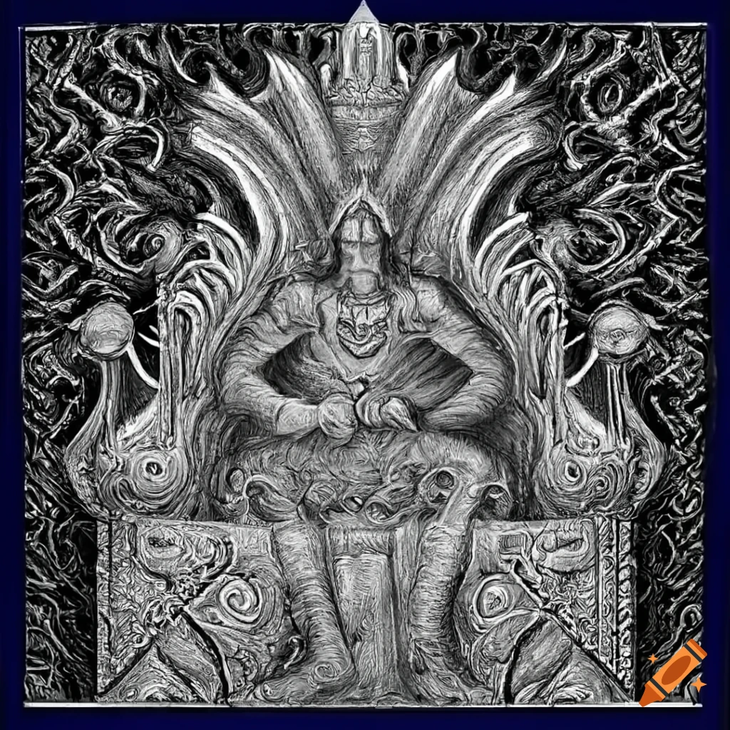 Rat king on throne with gorillaz art style and psychedelic patterns on ...