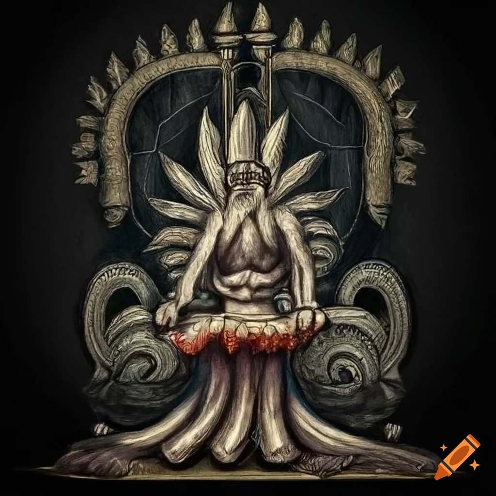 Rat king on throne with gorillaz art style and hypnotic patterns on Craiyon