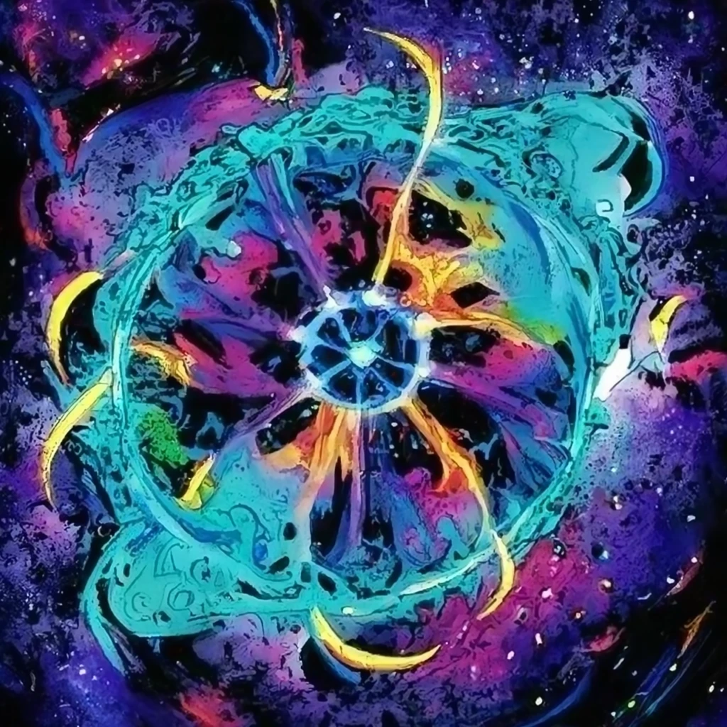 Cosmic, comic abstract inspired, 2-d, art on Craiyon