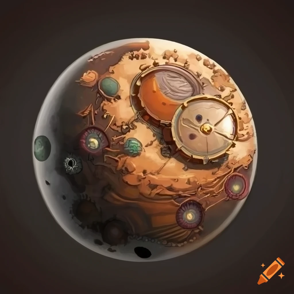 Isometric steampunk planet on Craiyon