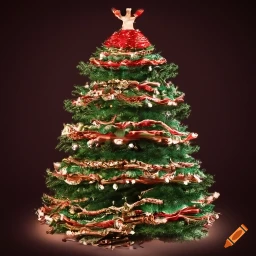 Man in very realistic christmas tree costume on Craiyon