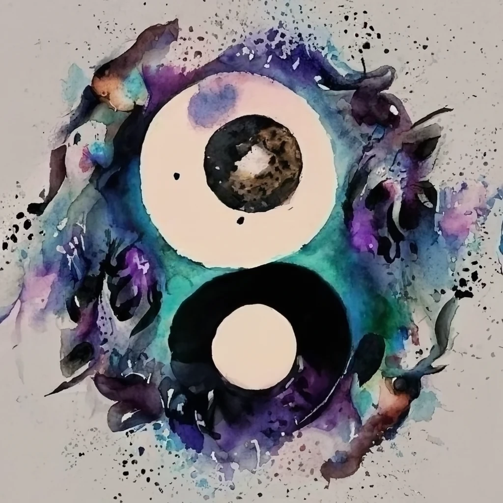 Watercolor art yin and yang on Craiyon