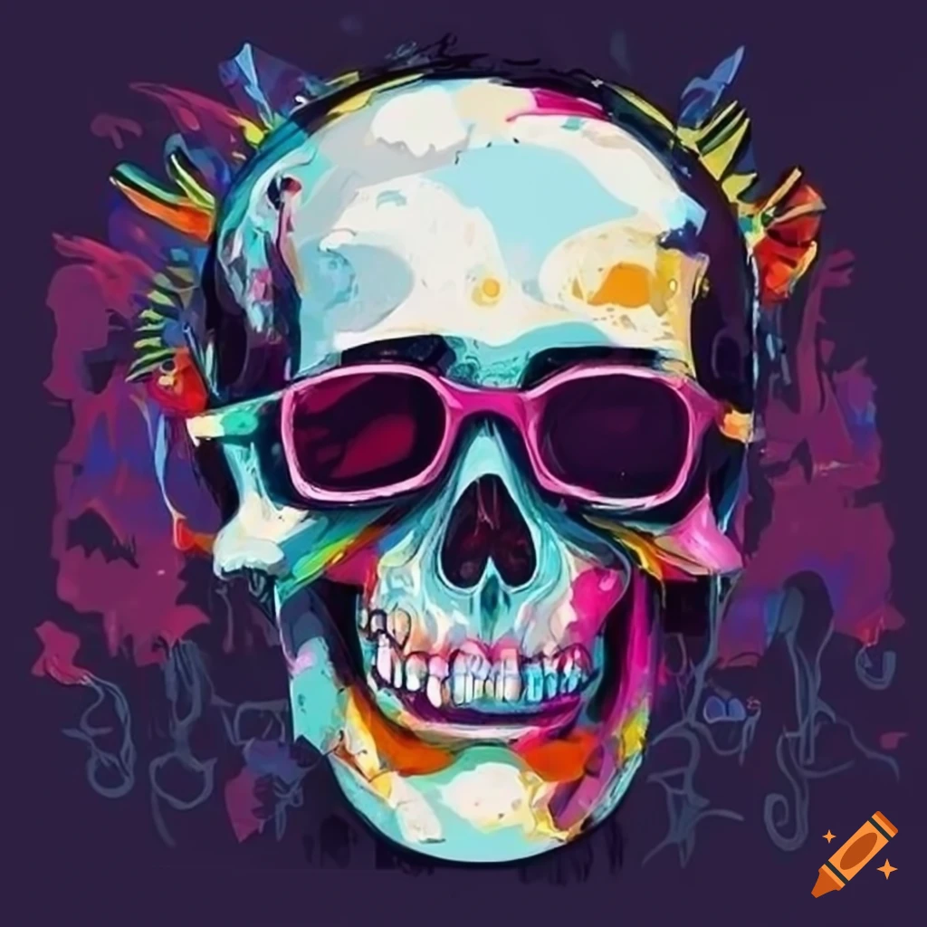 Funky skull with punk glasses composition on Craiyon