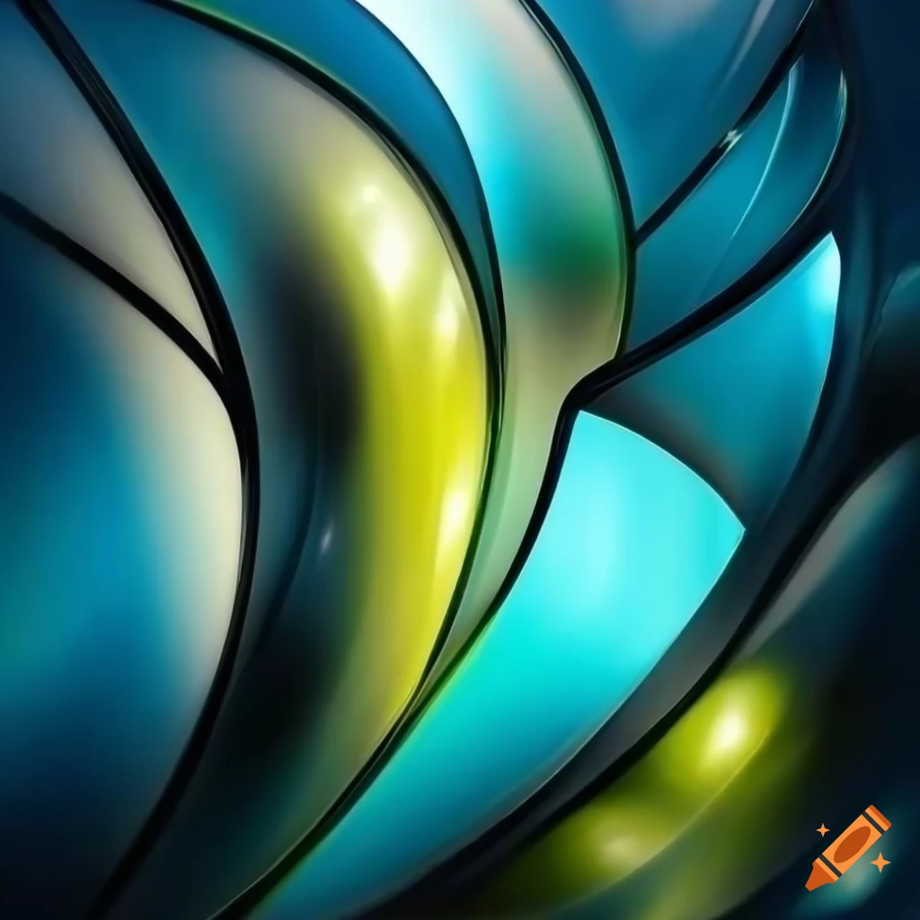 Modern abstract 3D glass artwork with complex leaf patterns in various ...