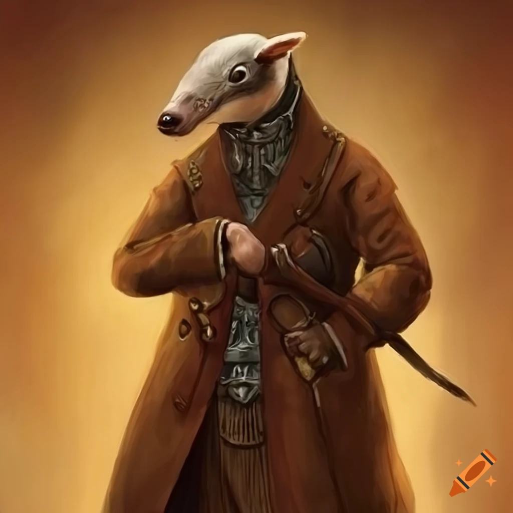 Distinguished human-anteater hybrid in a sharp suit in a fantasy setting on Craiyon