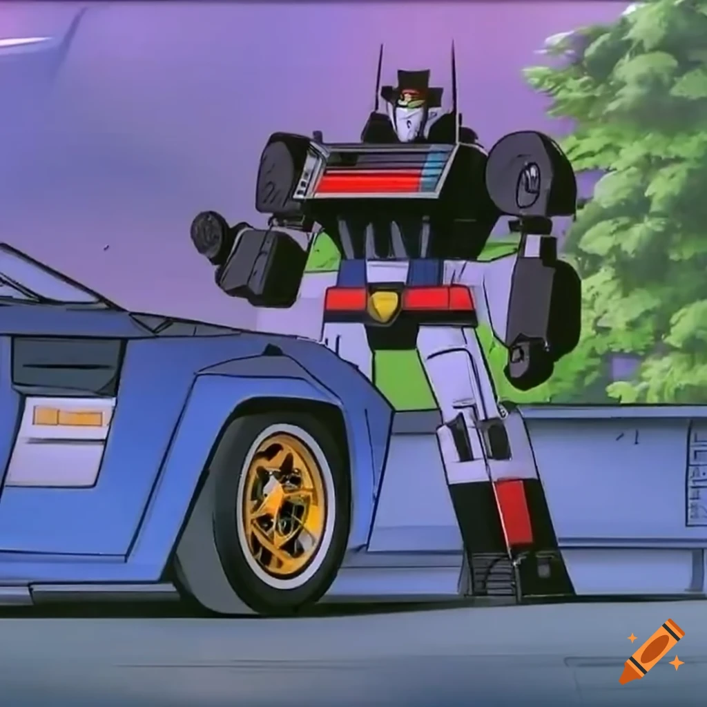Robot transforming into a black lamborghini jalpa in 1984 transformers ...