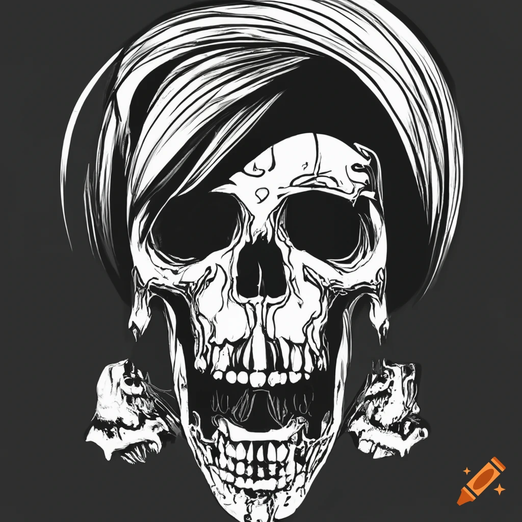 Funky skull composition on a clear background on Craiyon