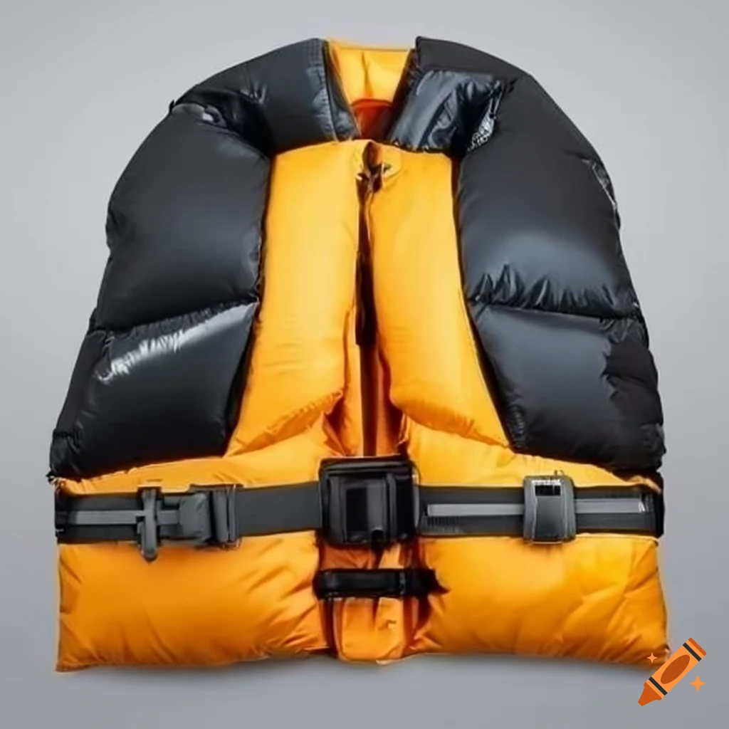 Puffy life-jacket and padded pvc suit on Craiyon