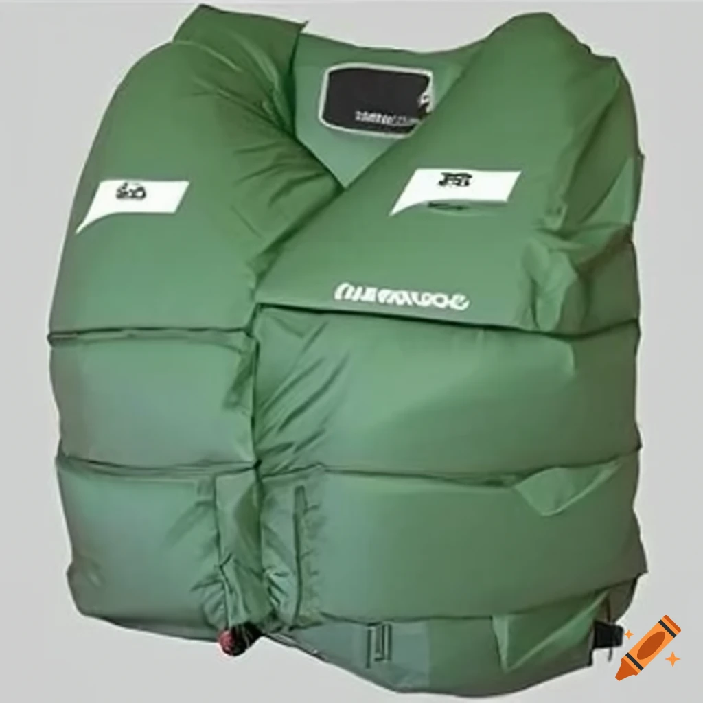 Green survival suit and life-jacket for water activities on Craiyon