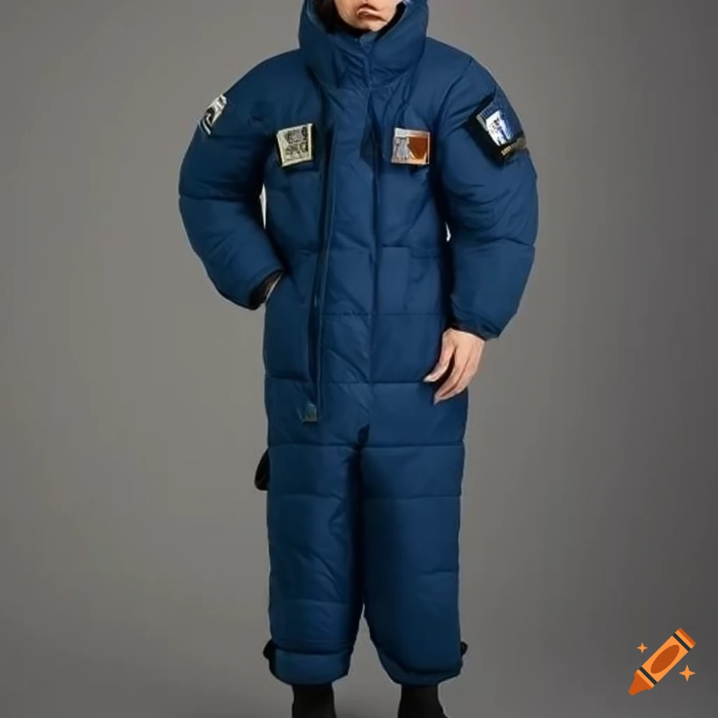 Oversized puffy padded expedition suit on Craiyon