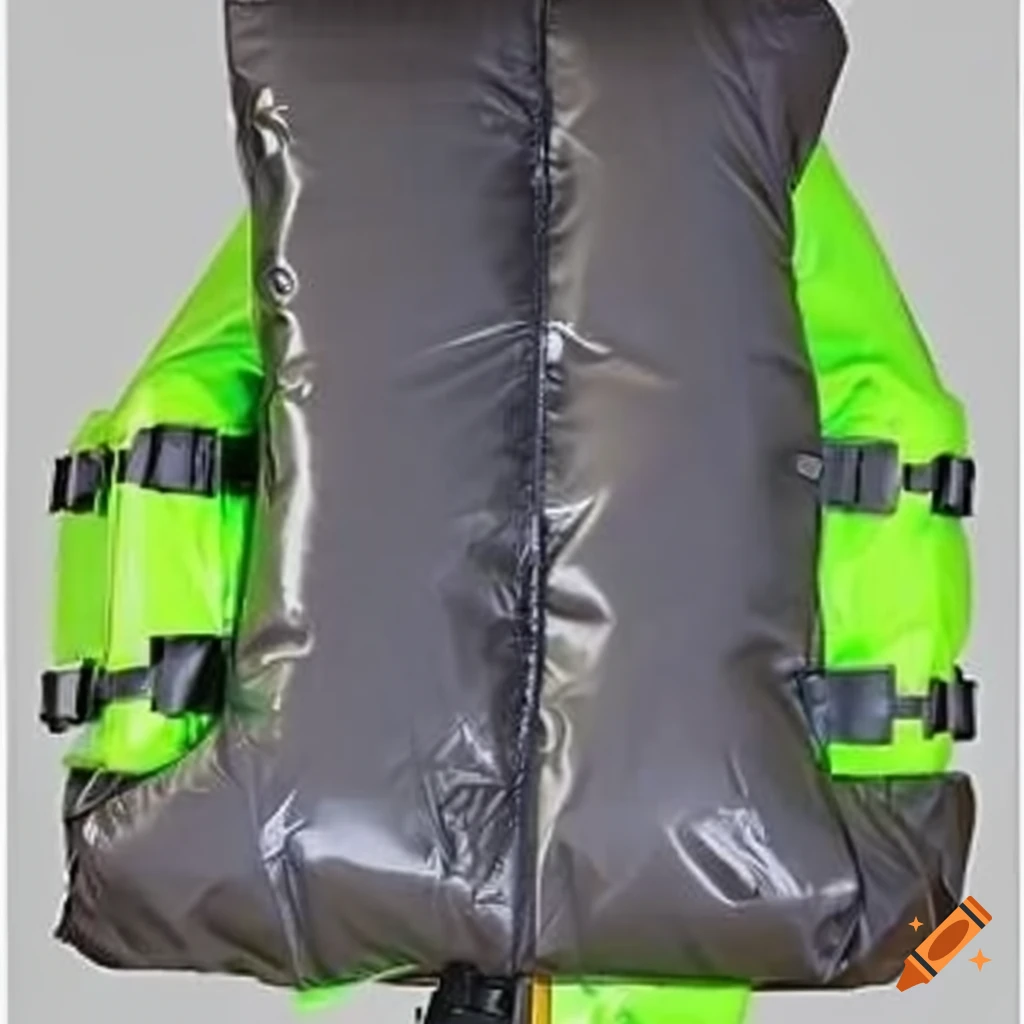 Inflated life-jacket and padded pvc suit on Craiyon
