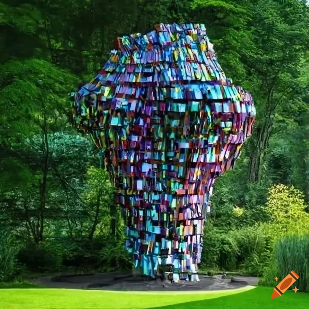 Sculpture with superimposed forms creating a harmonious environment in ...