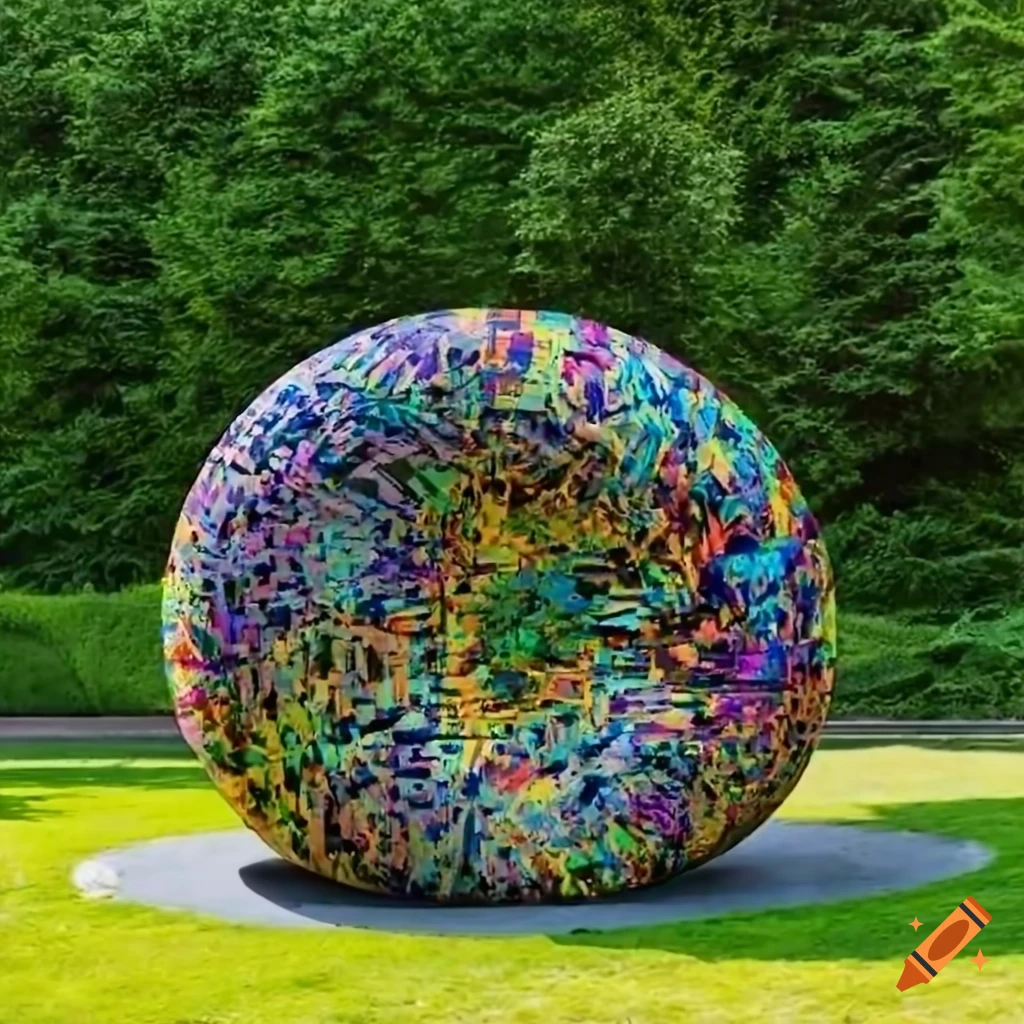 Sculpture of glitched static and overlapping patterns in a fictional ...