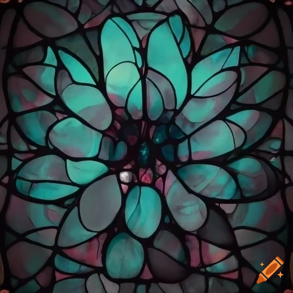 Grunge monochrome stained glass flower on Craiyon