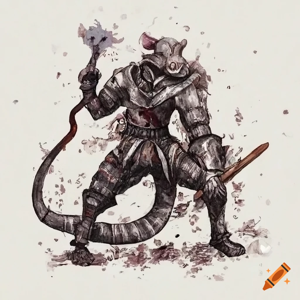 Highly detailed watercolor of 80's anime fantasy showing army of anthro ...