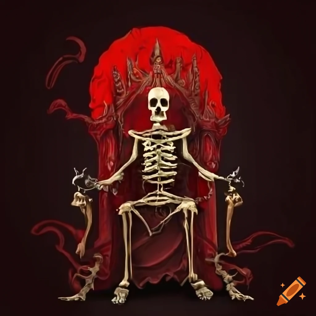 Skeleton king on a red throne on Craiyon