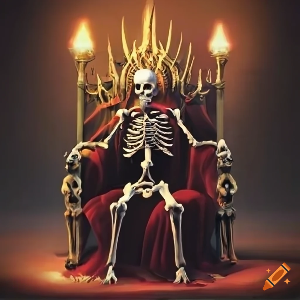 Skeleton king on a throne on Craiyon