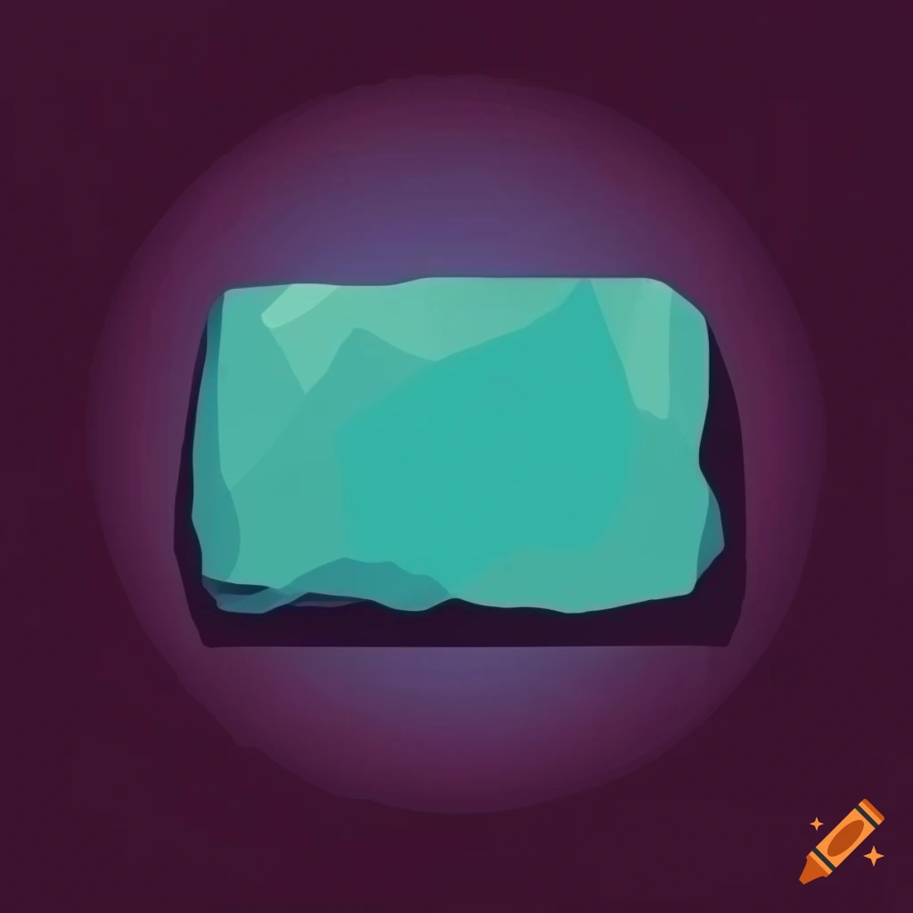 Illustration of a stylized smooth rock chiseled into a rectangle button ...