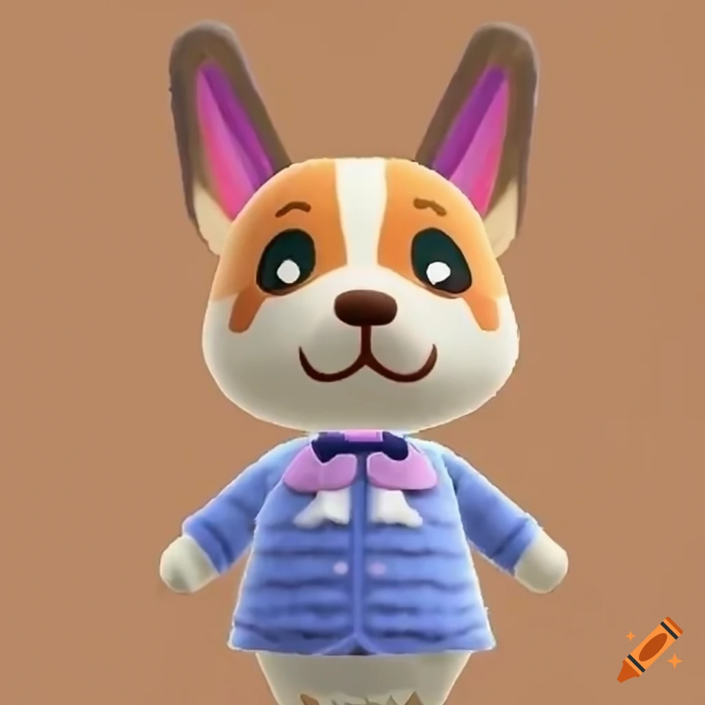Friendly and adorable corgi villager in animal crossing on Craiyon
