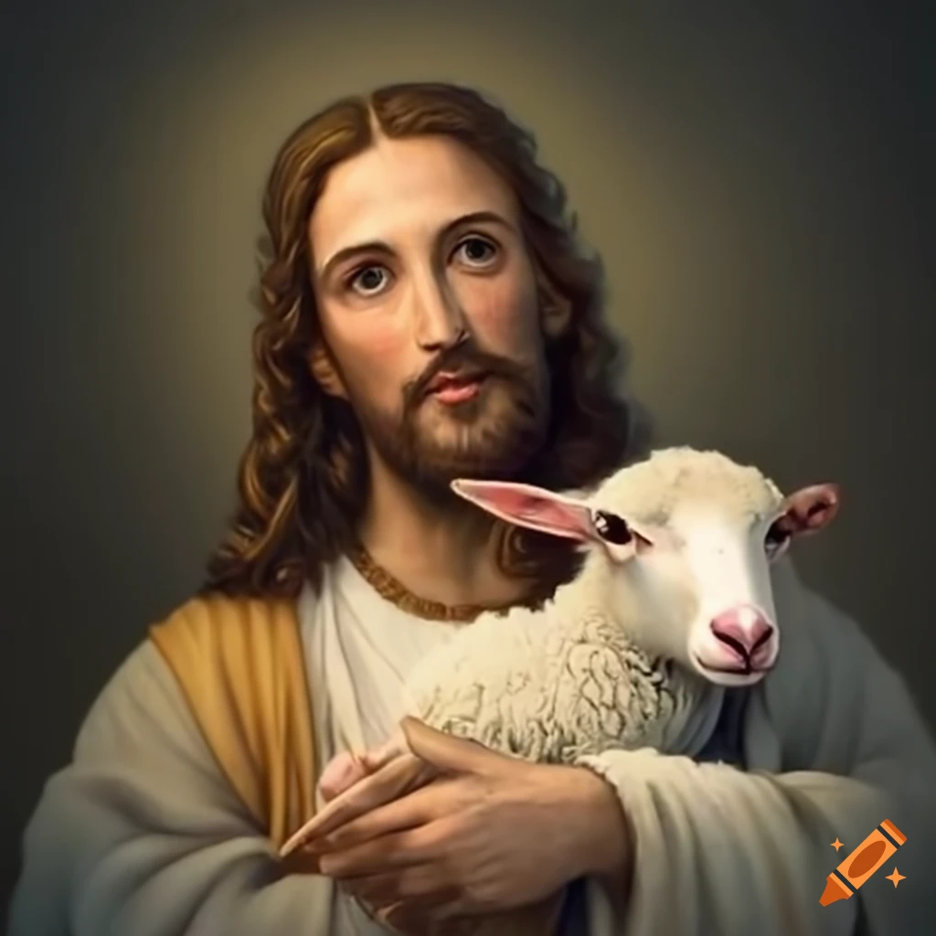Jesus with a lamb on Craiyon