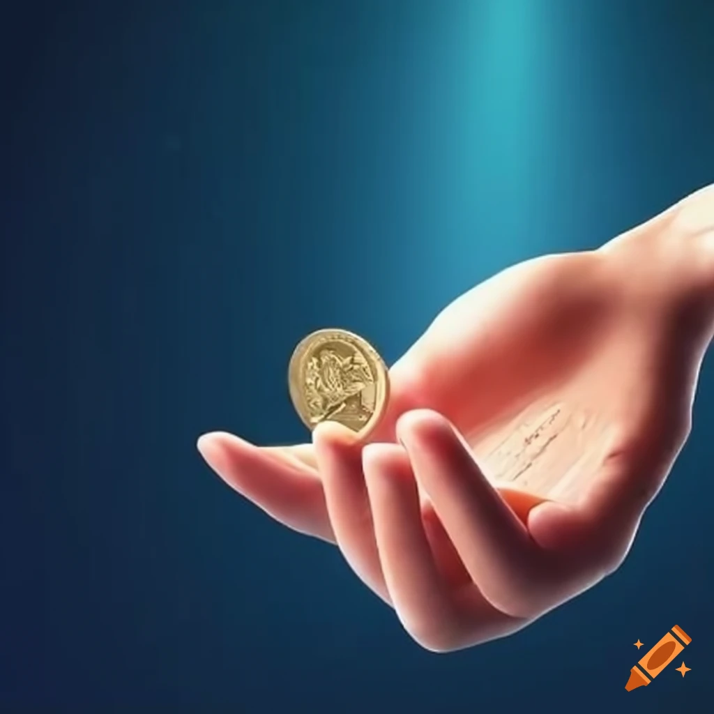 Coin changing hands in a transaction on Craiyon