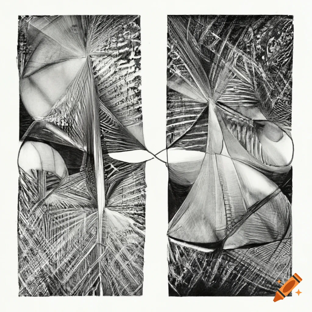 Artful composition of superimposed ambiguous forms with perspective and negative space on Craiyon