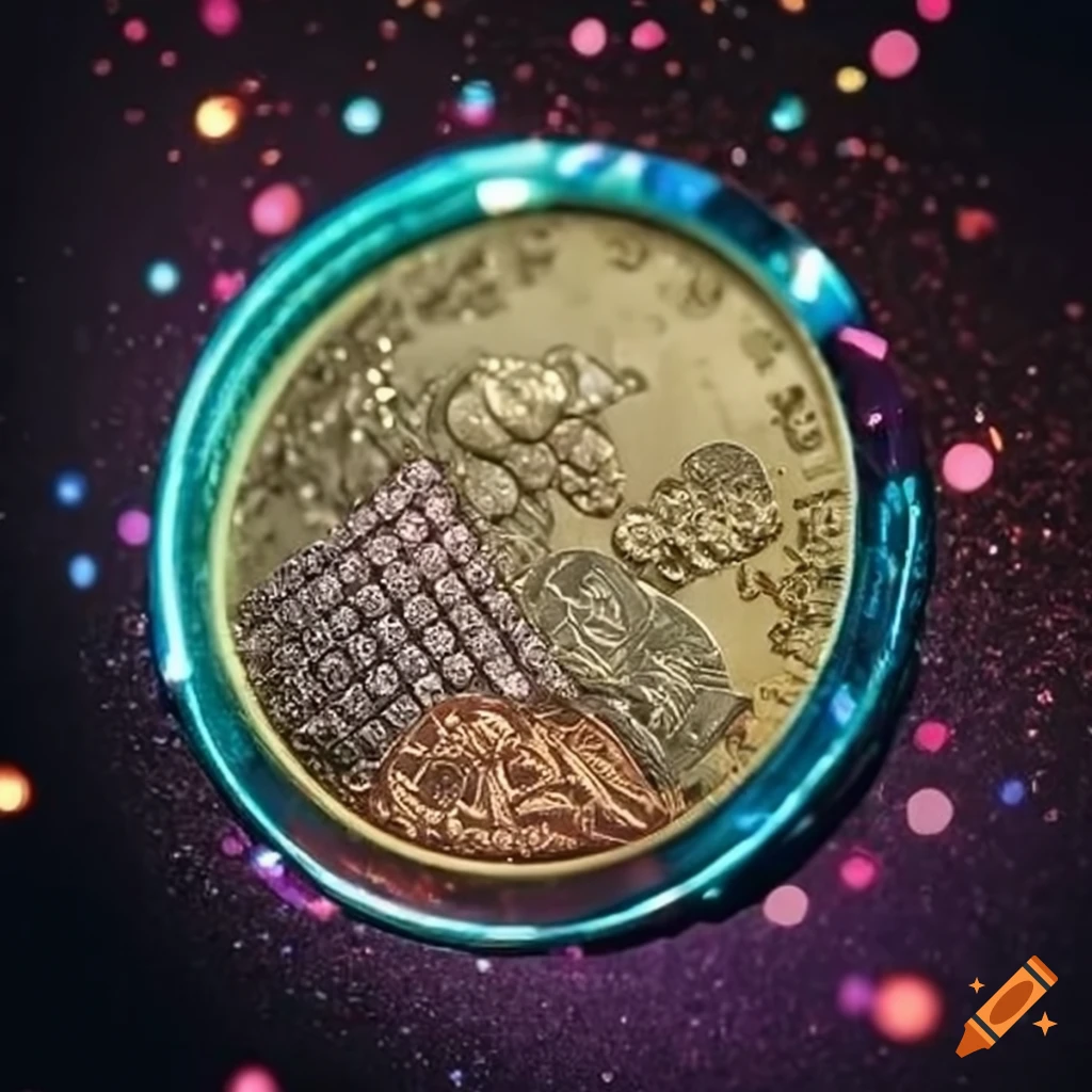 Colorful rare collection of coins in a luxurious setting on Craiyon