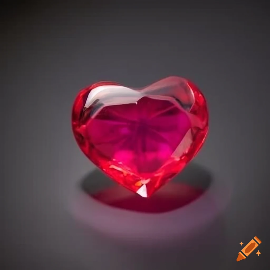 Ruby red colored glass heart on Craiyon