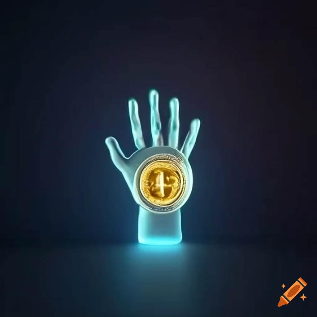 Levitating coin above hand with glow on Craiyon