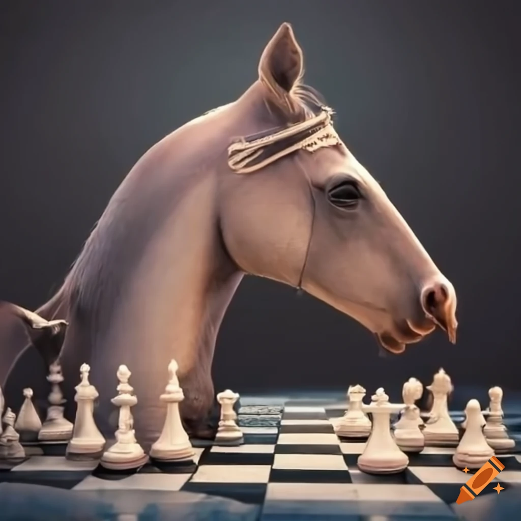 Horse playing chess on Craiyon