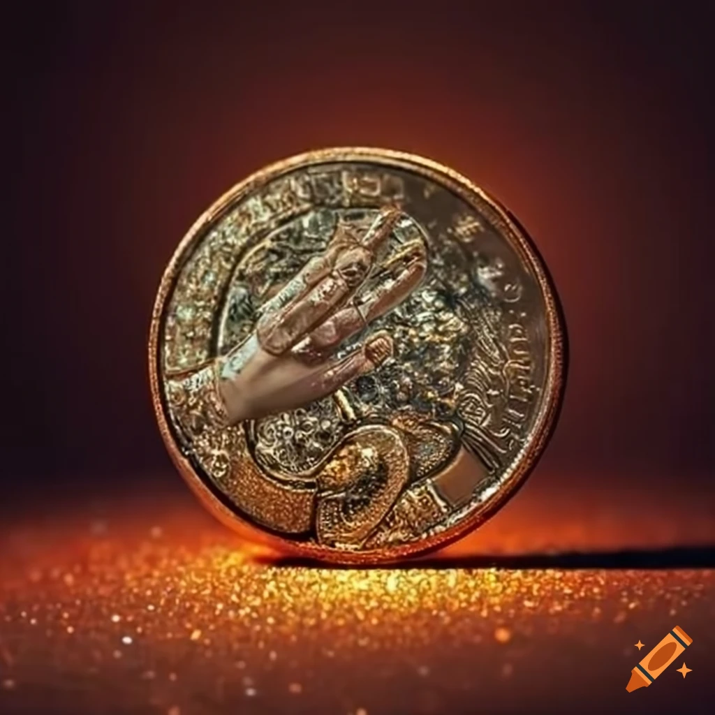 Collection of rare coins changing hands in a luxurious setting on Craiyon