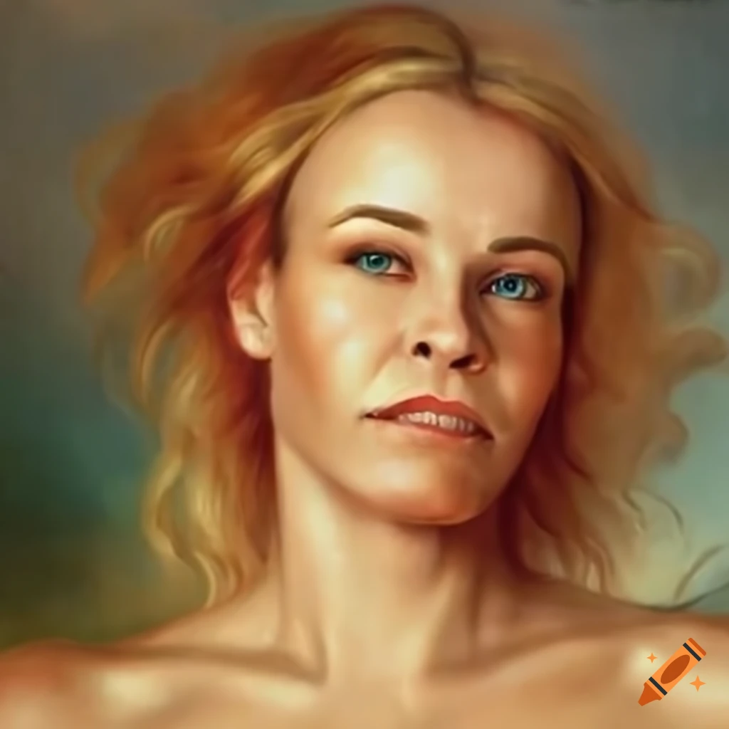 Chelsea Handler as Venus in a reinterpretation of the Birth of Venus painting on Craiyon