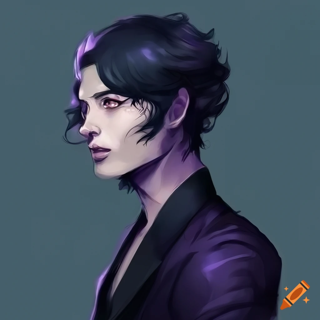 Elegant androgynous character with black hair and magic element on Craiyon