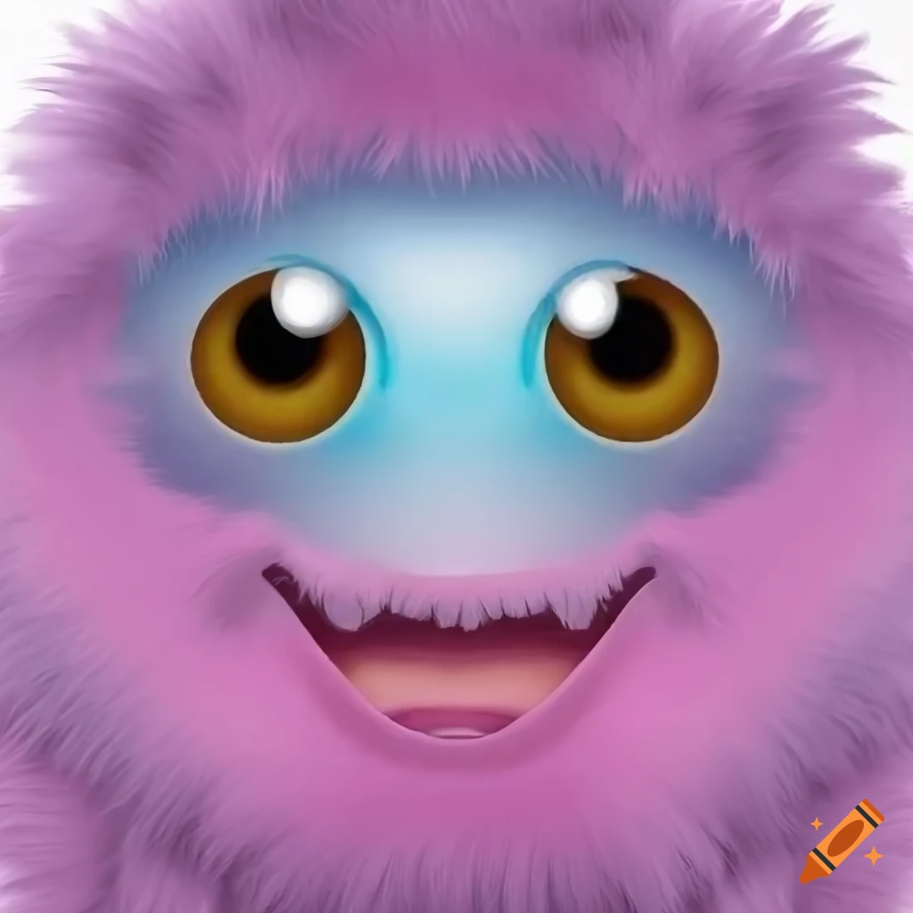 Pink fur monster with symmetrical features and sharp lines on Craiyon