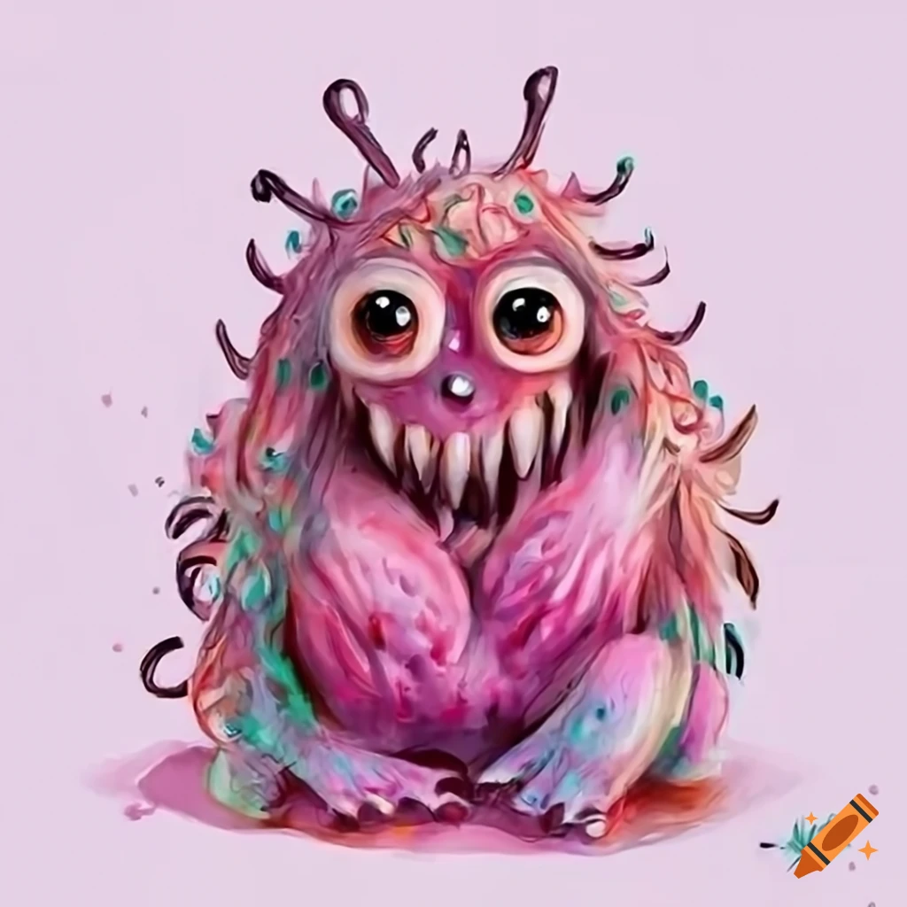 Adorable flower fairytale monster in a child's drawing on Craiyon