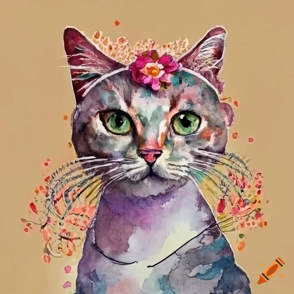 Cats Wearing Flower Crowns Drawing | Best Flower Site