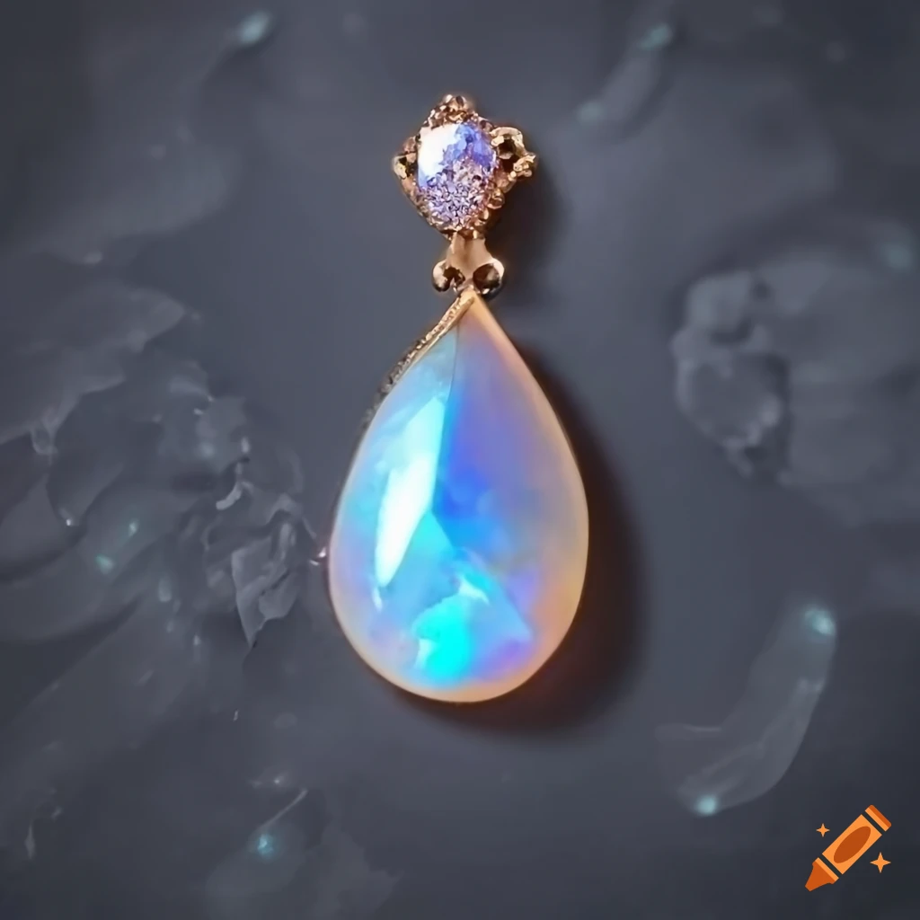 Captivating moonstone surrounded by sparkling jewels on Craiyon